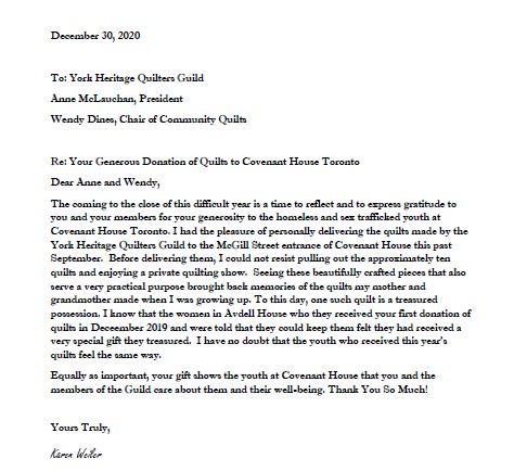 covenant-house-letter | York Heritage Quilters Guild